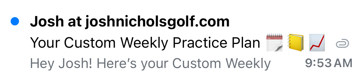 Custom Practice Plan - Josh Nichols Golf